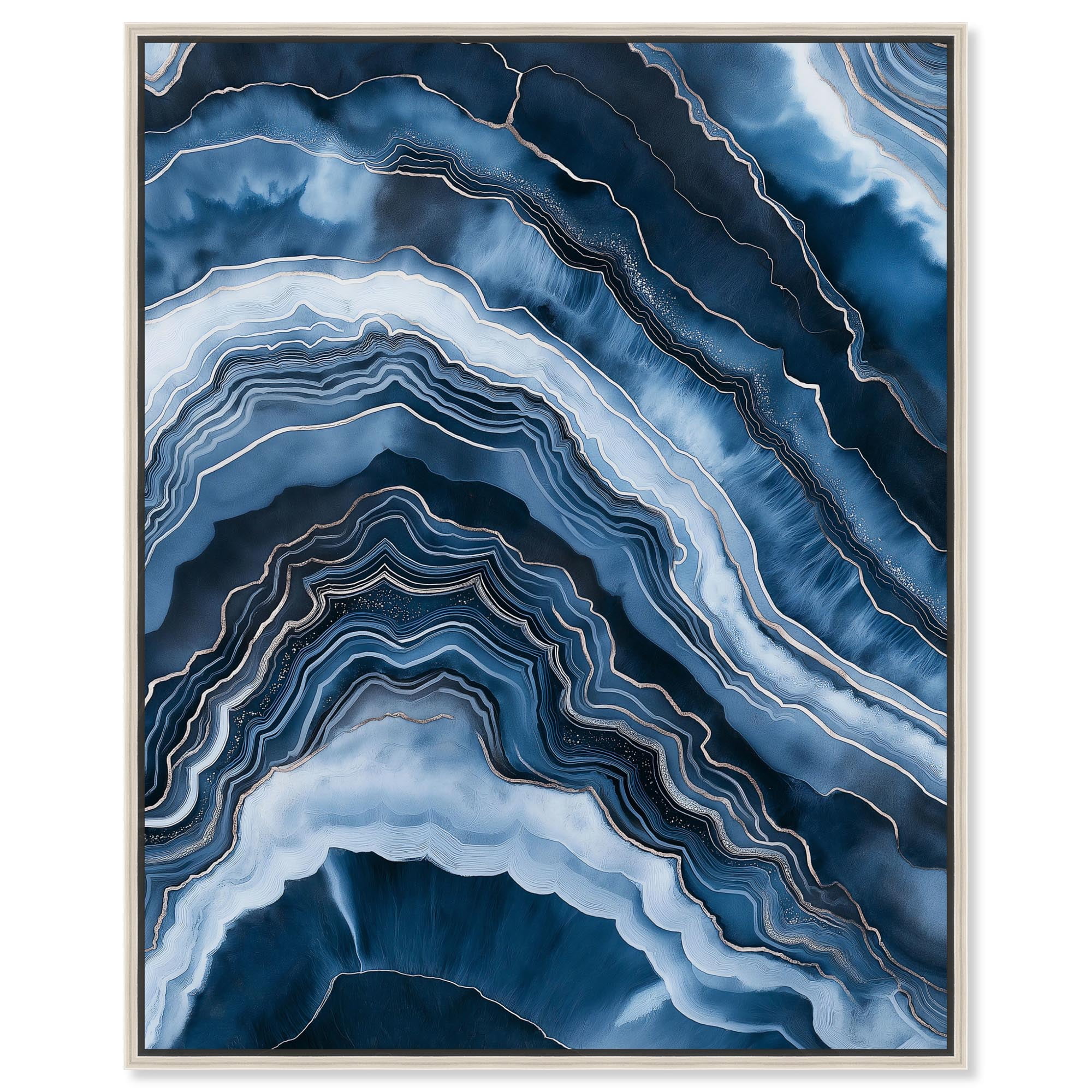 Azure Abyss Layers Canvas Teal Abstract Art by Art Remedy, Silver Frame ...