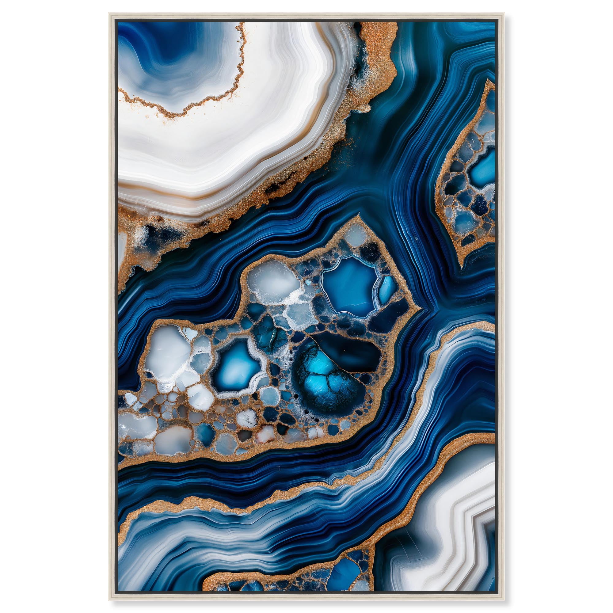 Azure Alveoli I Canvas Blue Geode Wall Art by Art Remedy, Silver Frame ...