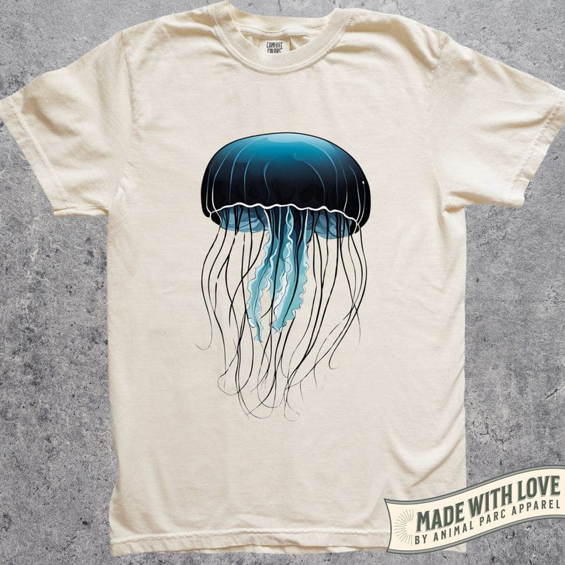 Azure Blue Jellyfish Vintage T Shirt, Ocean Love Shirt, Jellyfish Sea ...