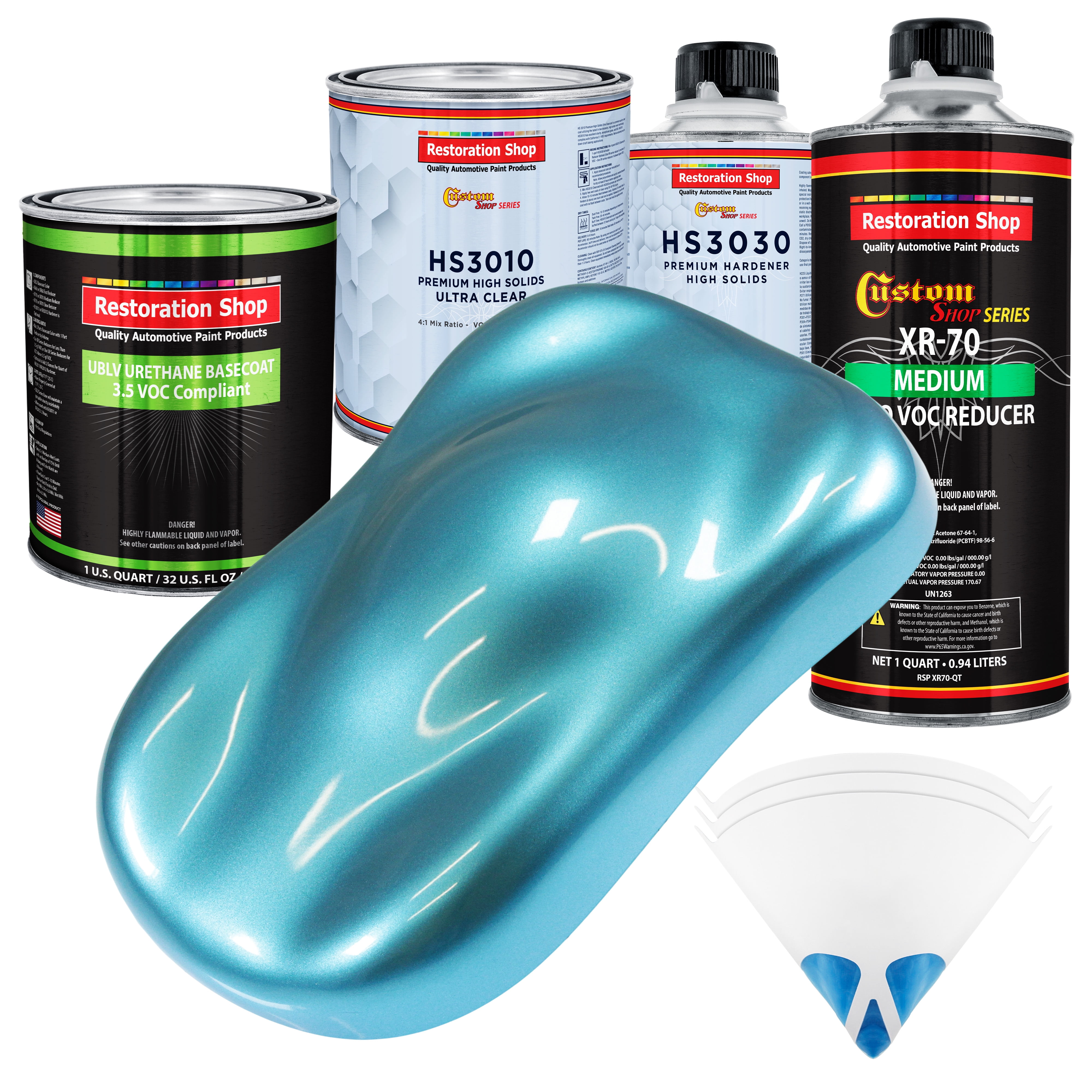 Azure Blue Metallic Prem Quart Kit Low VOC URETHANE BASECOAT Auto Paint ...