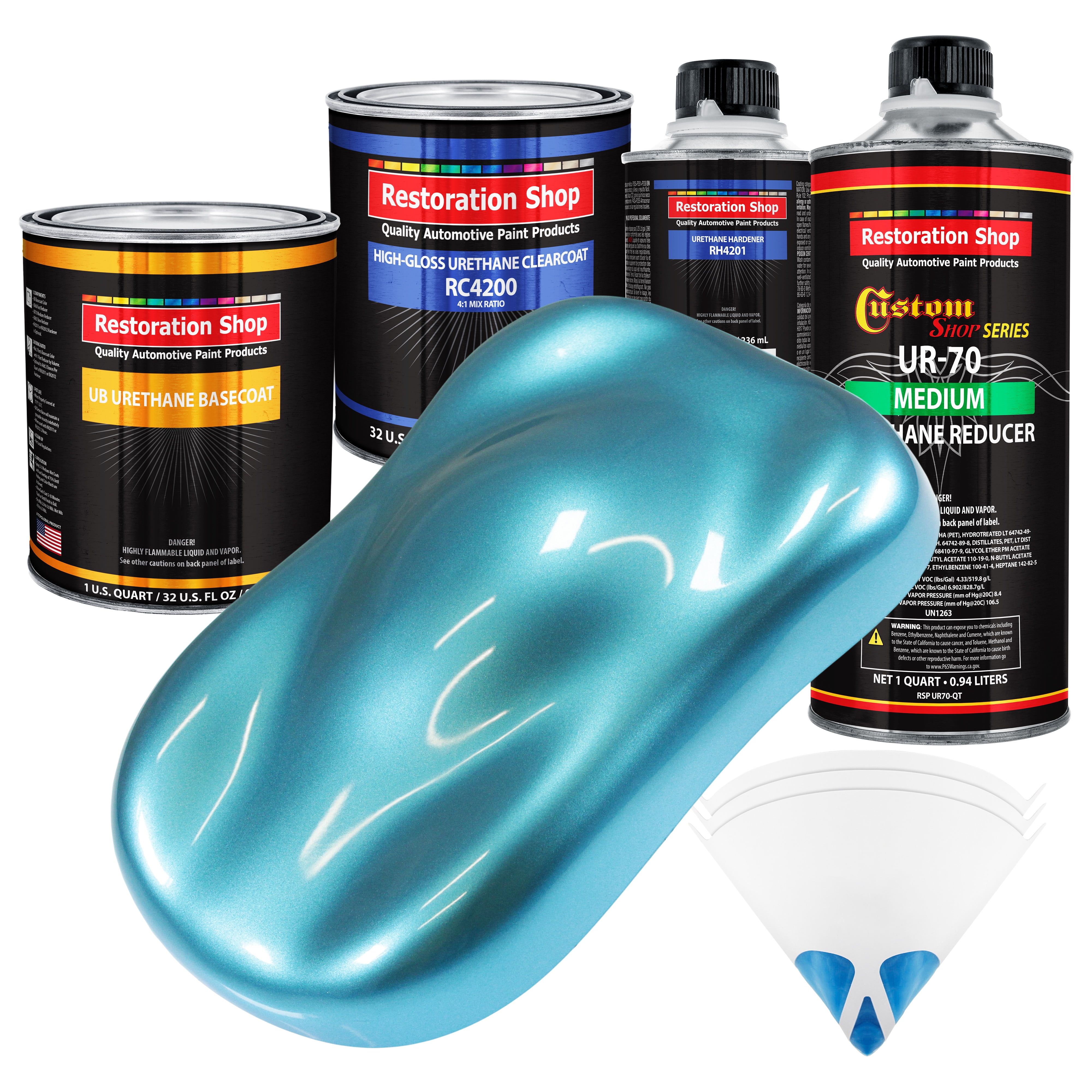 Azure Blue Metallic Quart URETHANE BASECOAT CLEARCOAT Car Auto Body ...