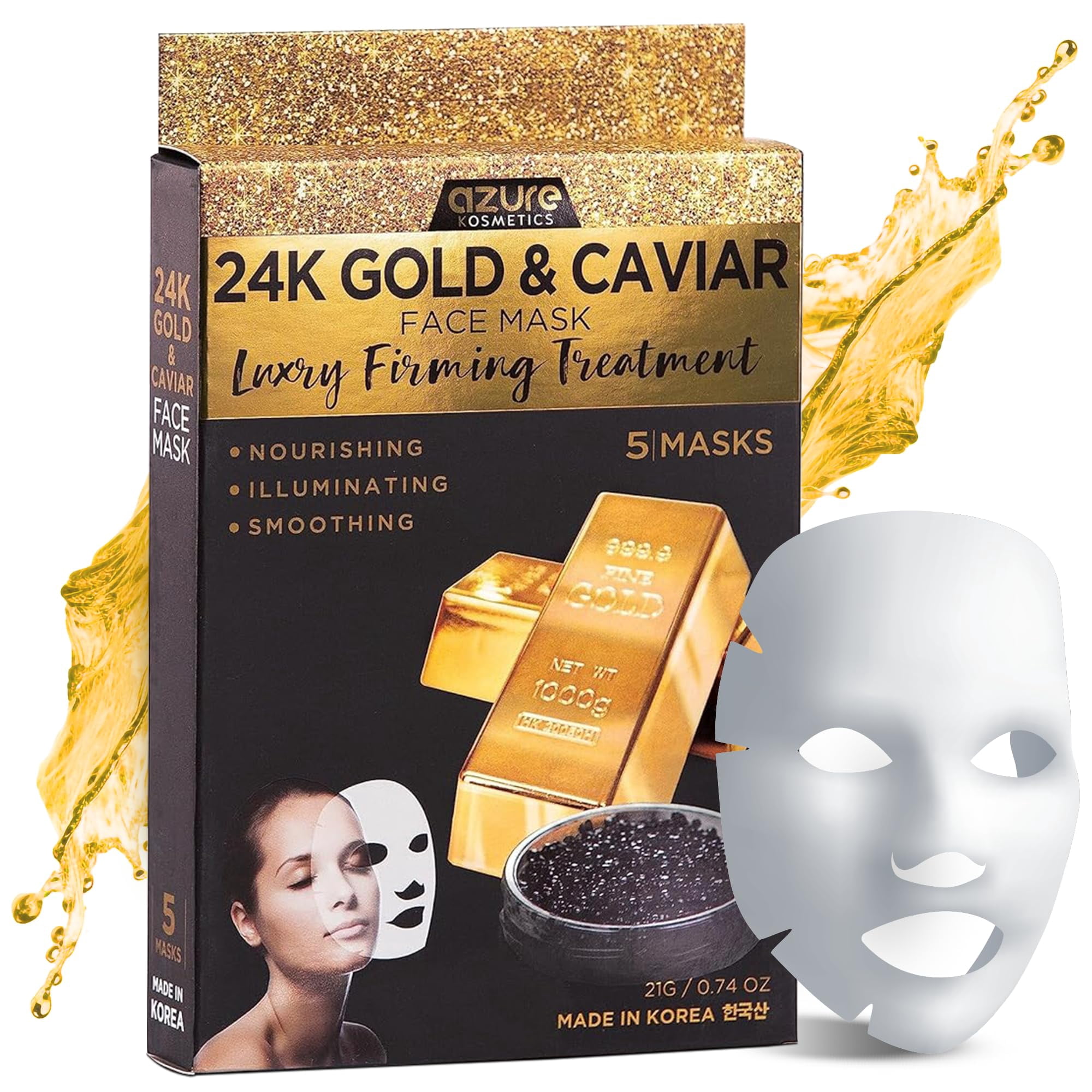 Azure Cosmetics 24K Gold IFF17 and Caviar Anti Face Mask - Hydrating ...