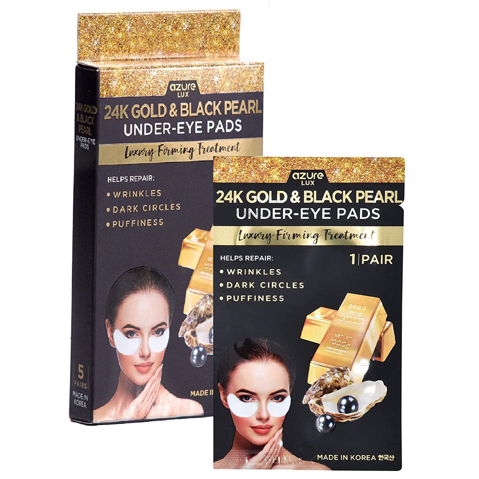 Azure Cosmetics 24K Gold YPF5 & Black Pearl Luxury Under Eye Pads ...