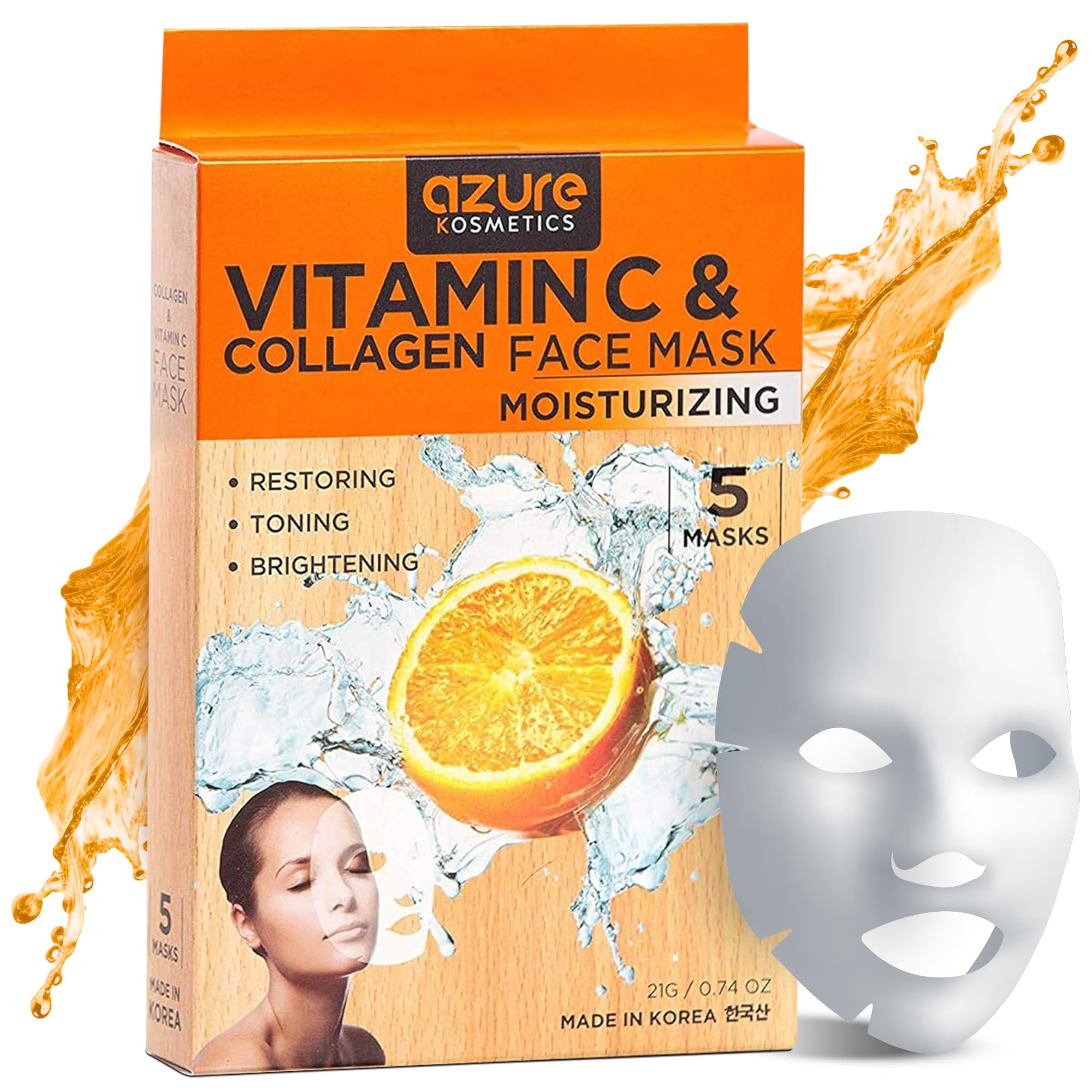 Azure Cosmetics Vitamin C SAF21 & Collagen Face Mask - Tested, Anti ...