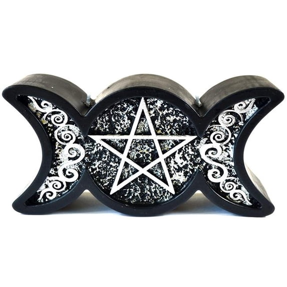 Azure Green CTRIBK 7.75 x 3.5 in. Black Triple Moon Candle - Walmart.com