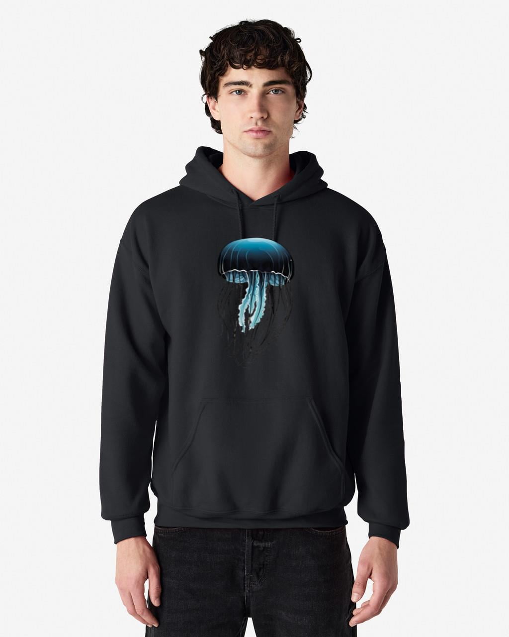 Azure Jellyfish Ocean Sea Life Nature Creature Art Hoodie, for men ...