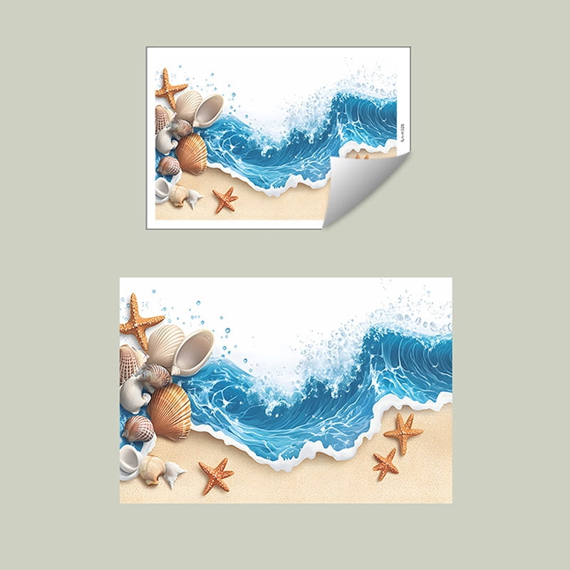Azure Sea Beach Shell Bathroom Toilet Seat Waterproof Sticker Self ...