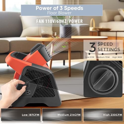 Azure Zone, 2 Pack 230 CFM High Utility Blower Fan Carpet Dryer Floor ...