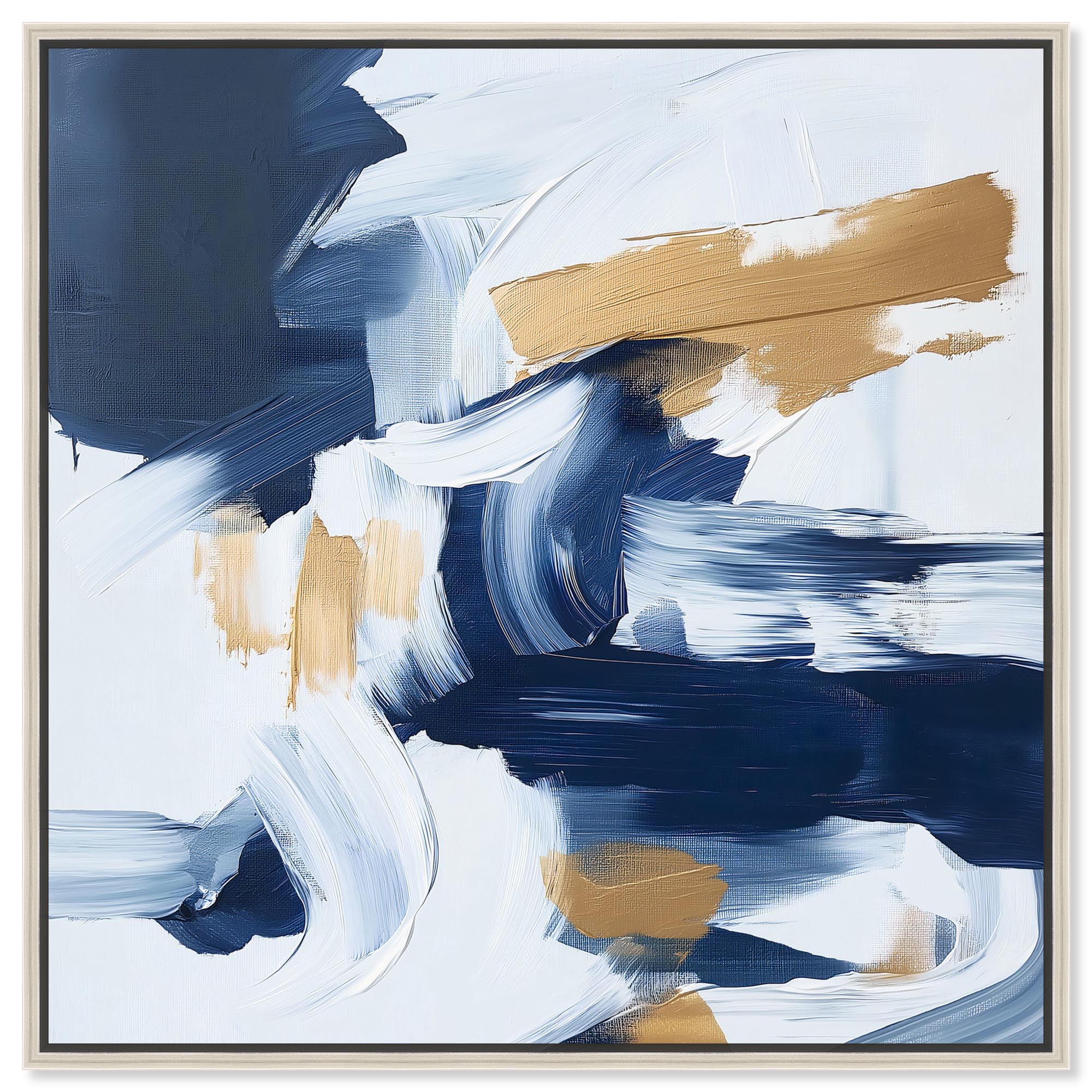 Azure and Gold Canvas Elegant Abstracts by Art Remedy, Silver Frame, 24 ...