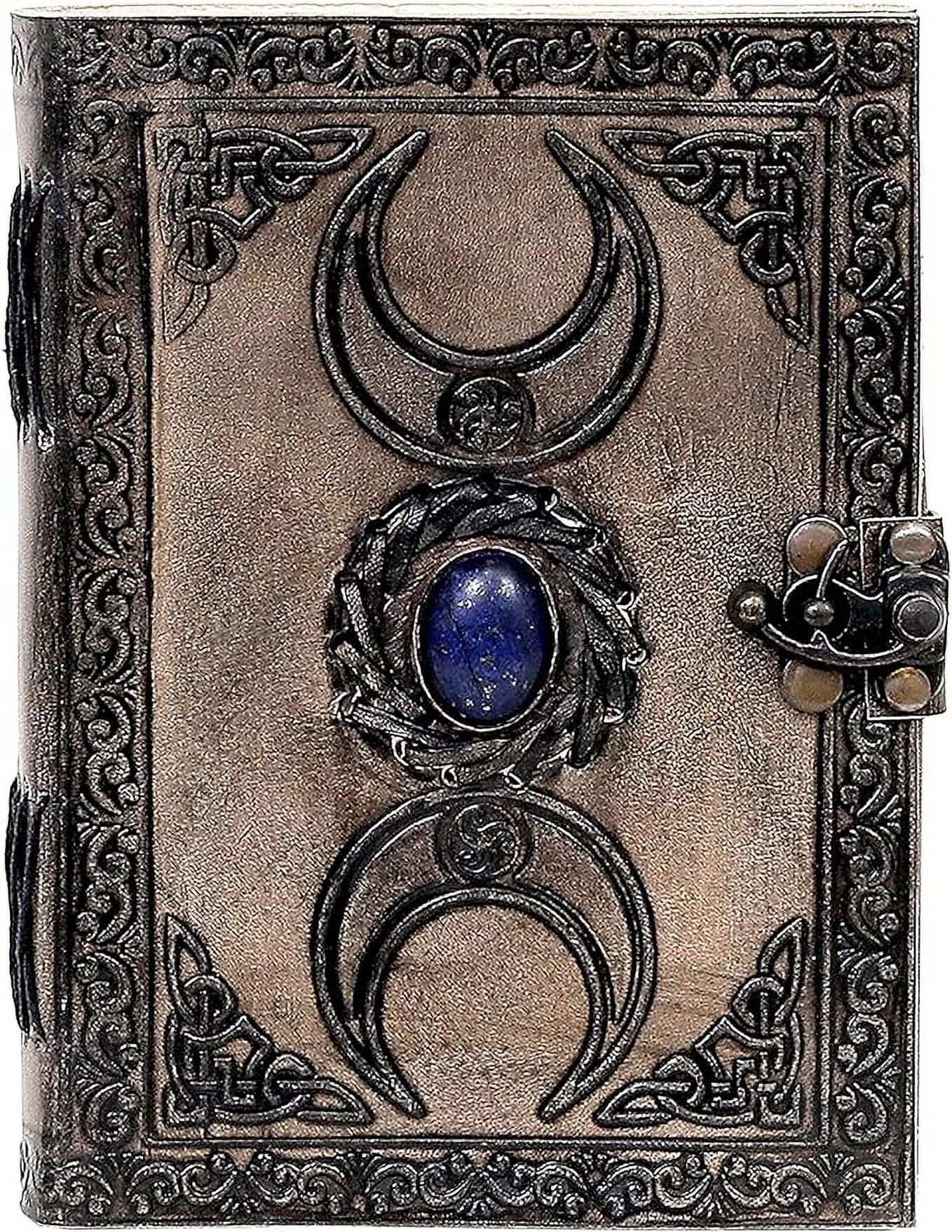 AzureGreen - 3 Moon Black Lapiz Journal - Gemstone Studded Handmade ...