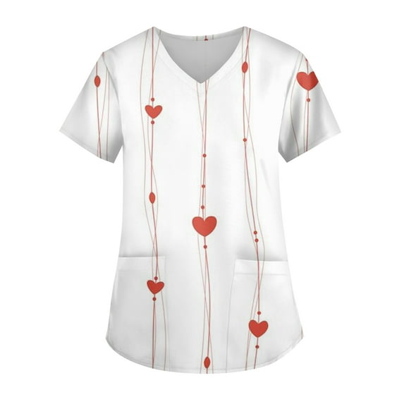 AzureSilk Ladies' Valentine's Day Printed Fashionable V-neck Pocket ...