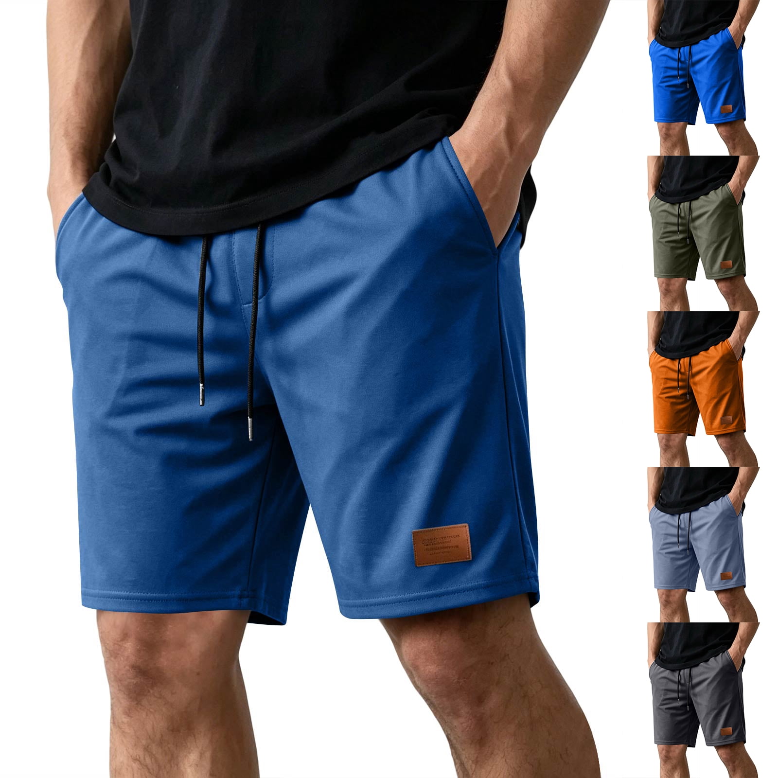 AzureSilk Mens Linen Cargo Shorts Plus Size Loose Casual Summer Elastic ...