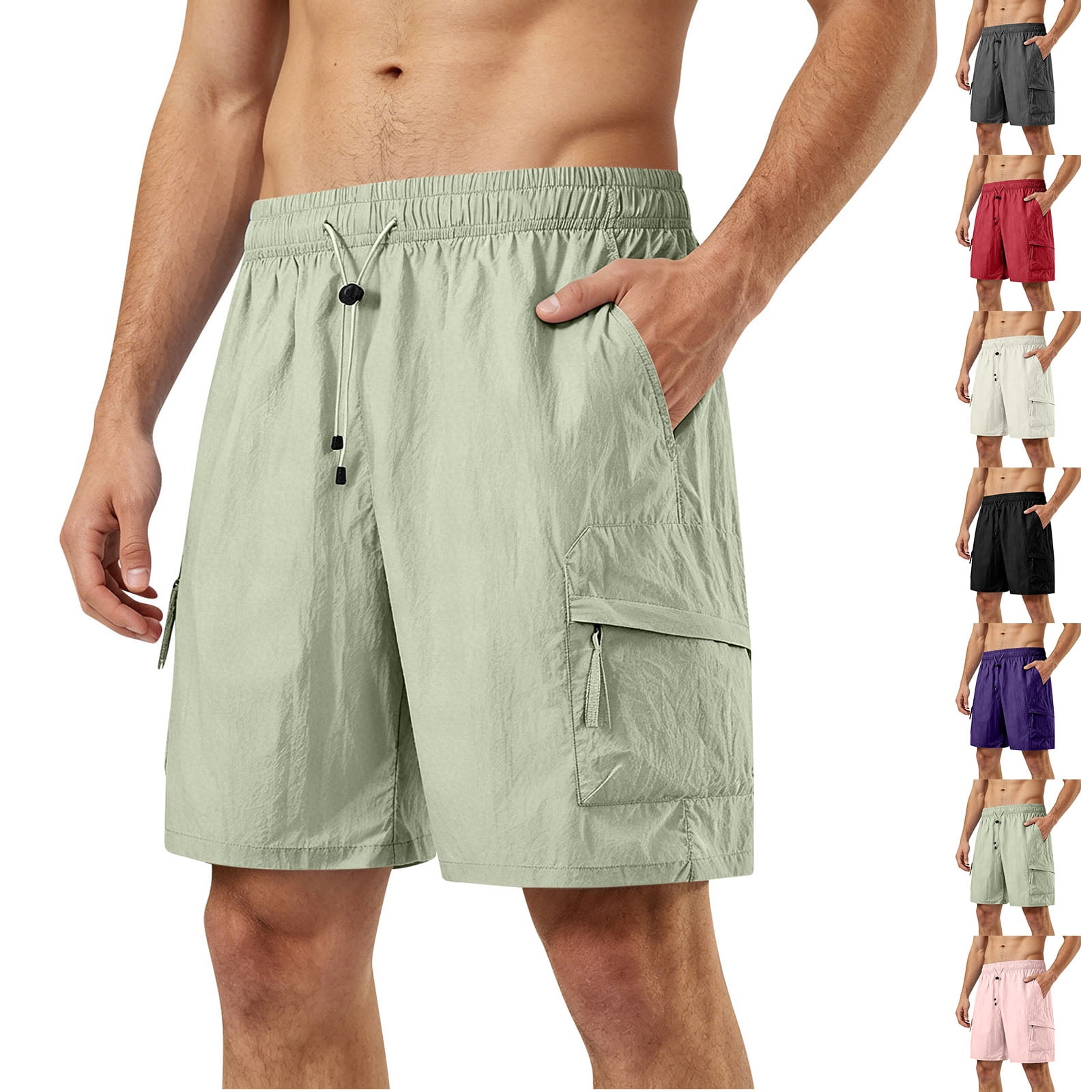 AzureSilk Mens Quick Dry Cargo Shorts Casual Bottoms Breathable Sun ...