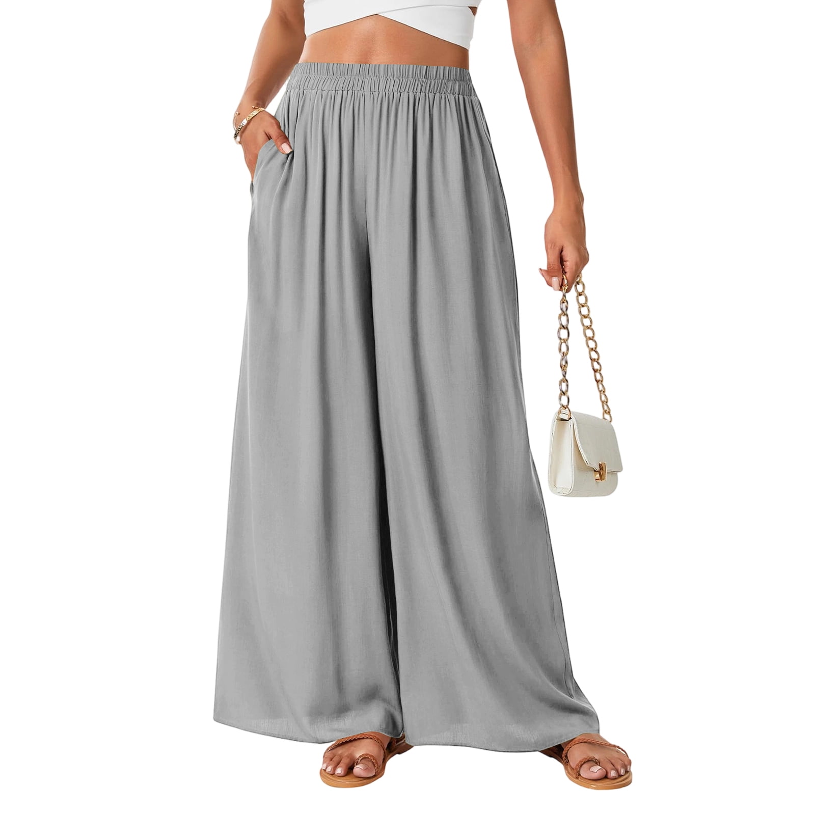 AzureSilk Pants for Women Palazzo Pants Summer Wide Leg High Waist ...