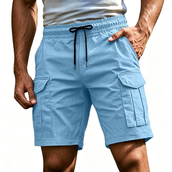 AzureSilk Plus Size Men's Cargo Shorts Relaxed Five Inch Cut Casual ...