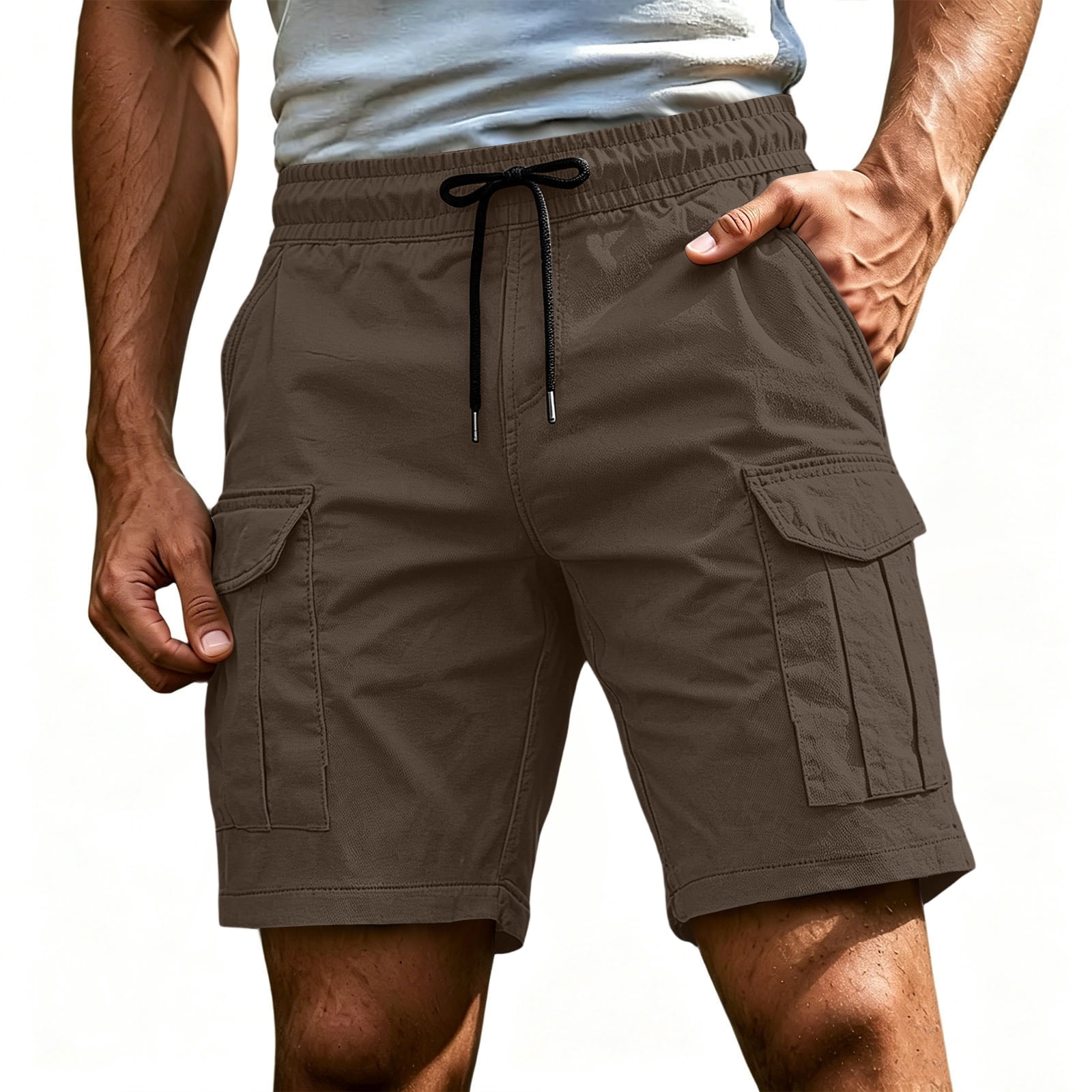 AzureSilk Plus Size Men's Cargo Shorts Relaxed Five Inch Cut Casual ...