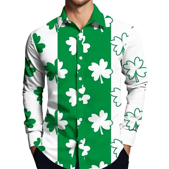AzureSilk St. Patrick's Day Hawaiian Shirt for Men Irish Printed Casual ...