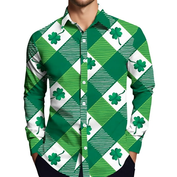AzureSilk St. Patrick's Day Hawaiian Shirt for Men Irish Printed Casual ...