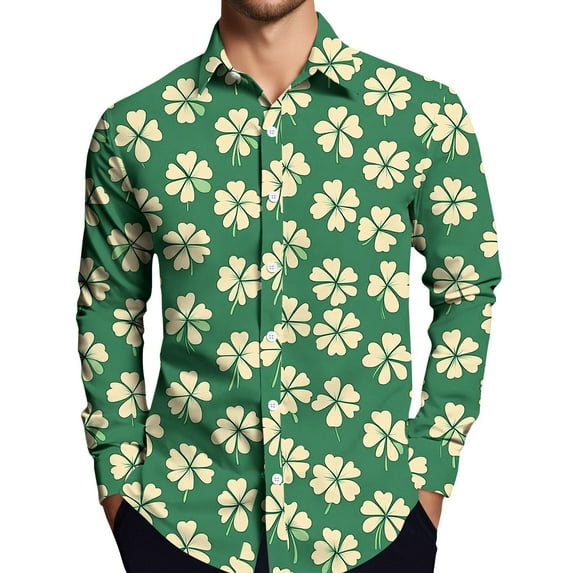 AzureSilk St. Patrick's Day Hawaiian Shirt for Men Irish Printed Casual ...
