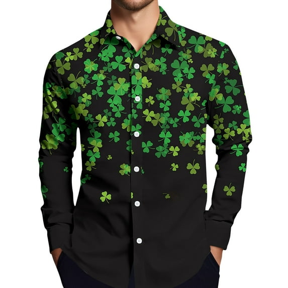 AzureSilk St. Patrick's Day Hawaiian Shirt for Men Irish Printed Casual ...