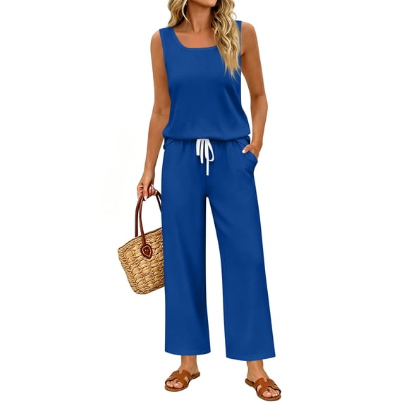 AzureSilk Two Piece Sets for Women Summer Spring Outfits Tank Square ...
