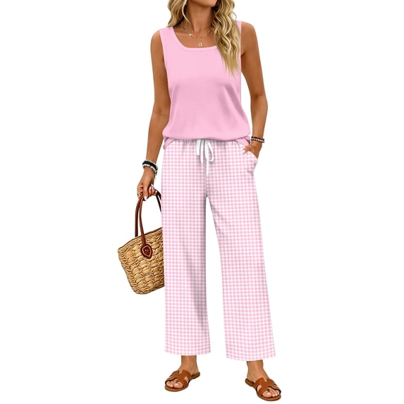 AzureSilk Two Piece Sets for Women Summer Spring Outfits Tank Square ...