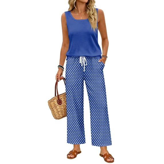 AzureSilk Two Piece Sets for Women Summer Spring Outfits Tank Square ...