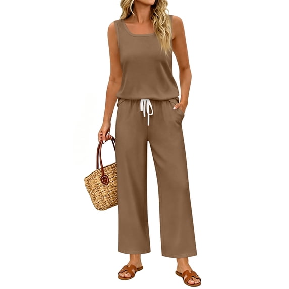 AzureSilk Two Piece Sets for Women Summer Spring Outfits Tank Square ...