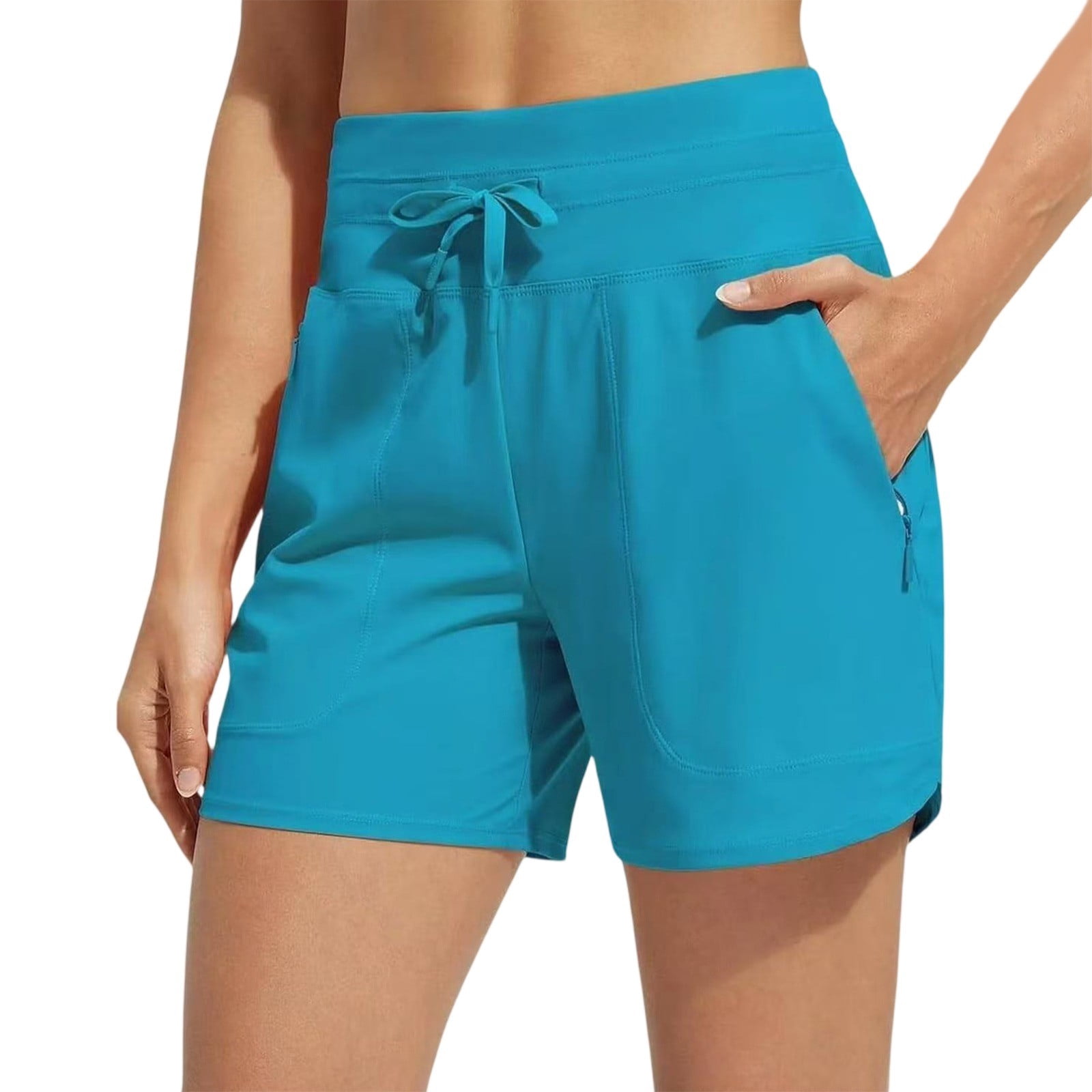 AzureSilk Women High Waist Athletic Shorts Elastic Drawstring Running ...