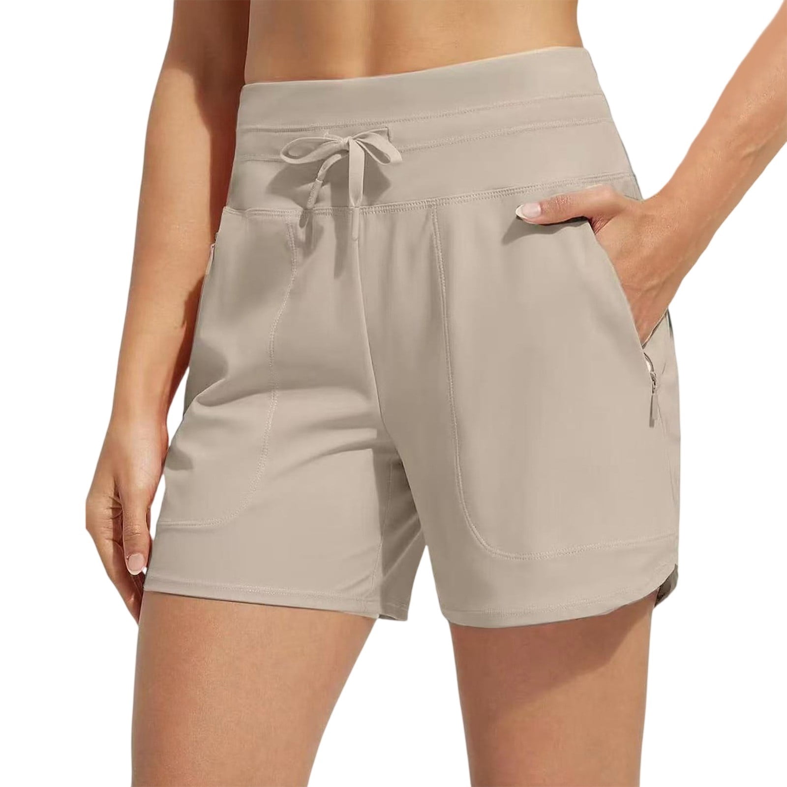 AzureSilk Women High Waist Athletic Shorts Elastic Drawstring Running ...