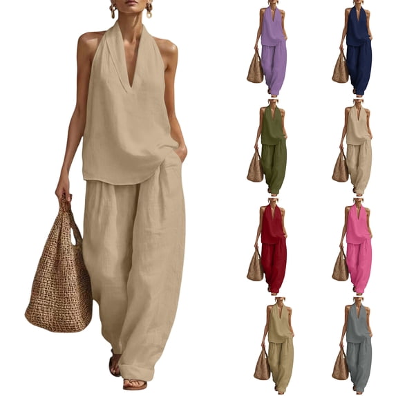 AzureSilk Women's 2 Piece Outfits Top and High Waisted Wide Leg Pant ...