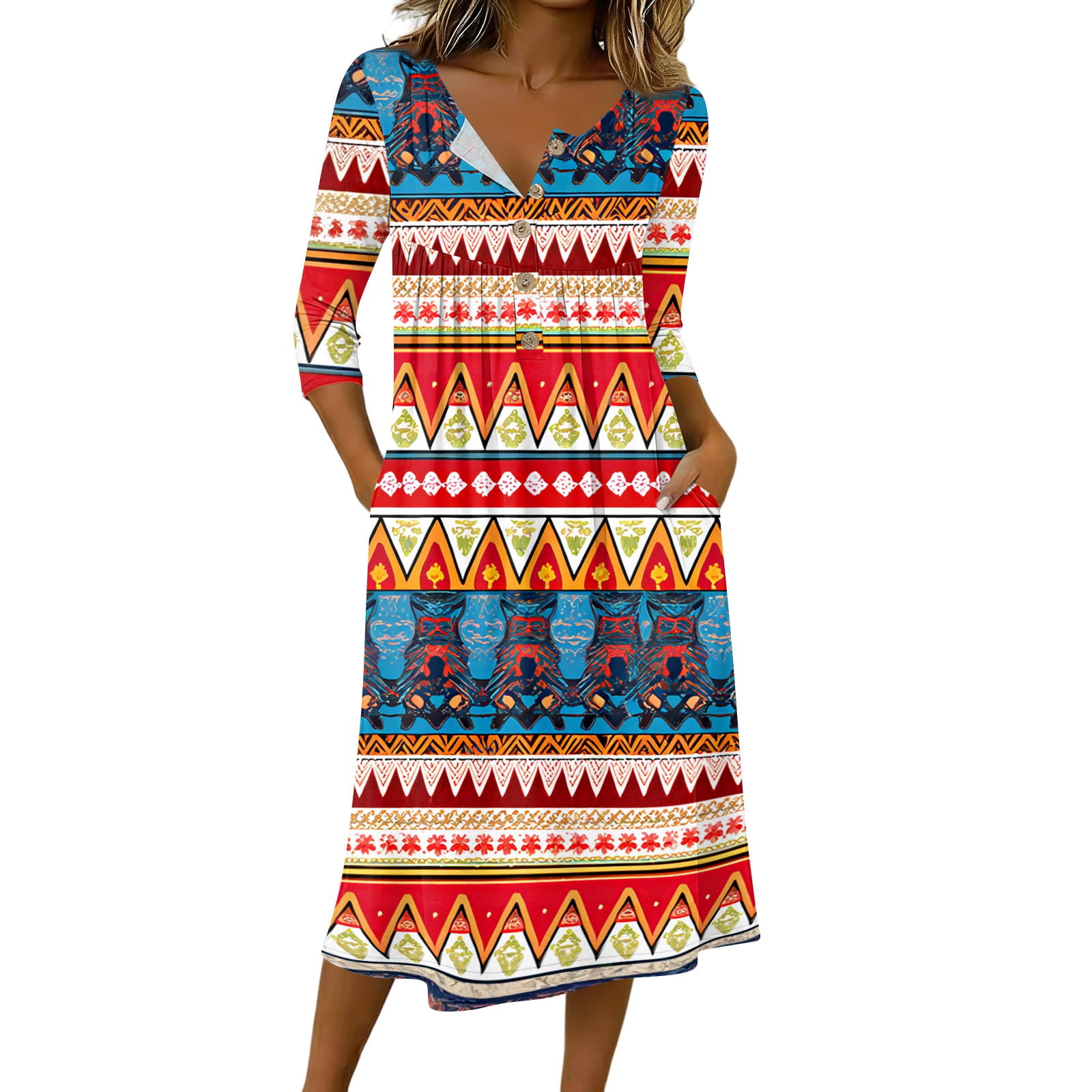 AzureSilk Women's Casual Long Sleeve Flowy Pleated Fall Dresses with ...