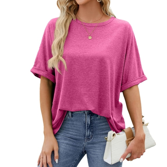 AzureSilk Womens Tops Oversized T Shirts Short Sleeve Crewneck Summer ...