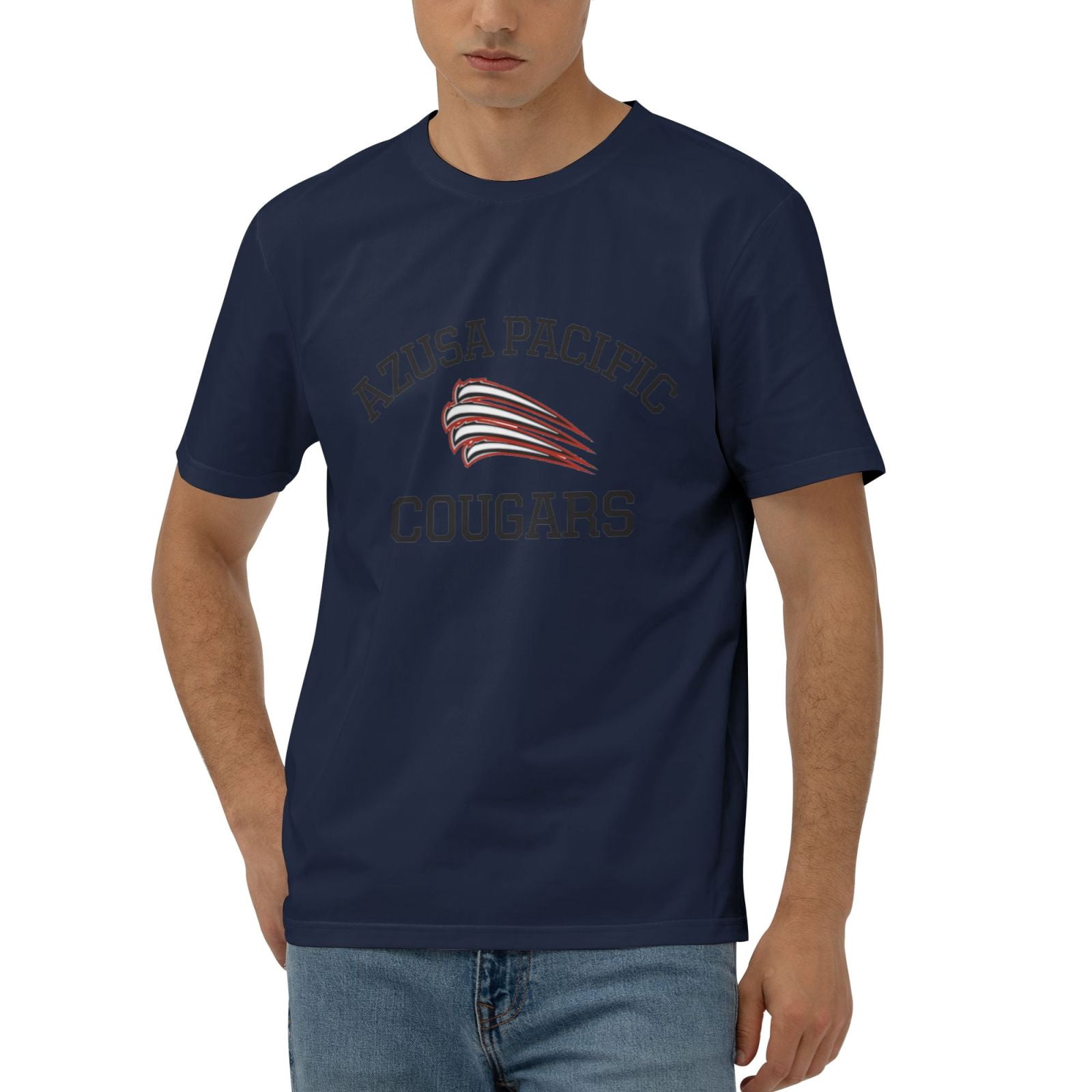 Azusa Pacific University Logo Men'S 170g Combed Cotton Short Sleeve T ...