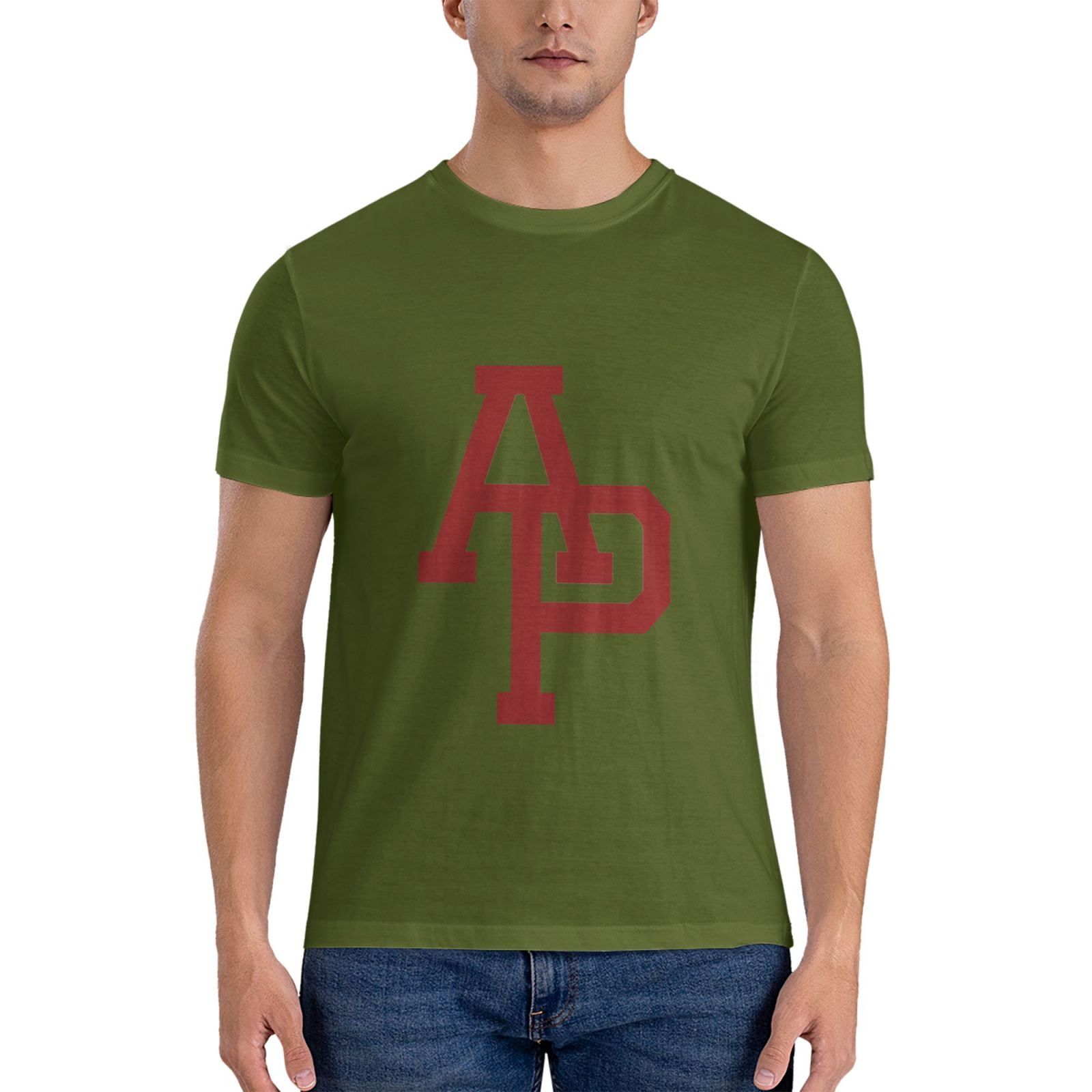Azusa Pacific University Logo Men'S Comfortable Summer Standard Short Sleeve T-Shirt - 150g Moss ...