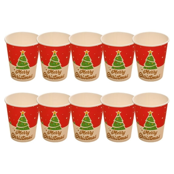 B 10-Pack Disposable Christmas Paper Cups, Holiday Themed Design For ...