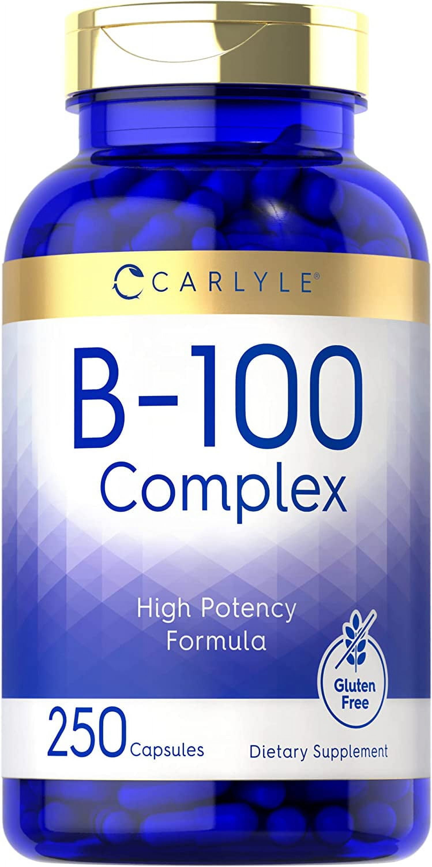 Carlyle B-100 Complex Vitamins | High Potency Formula | 250 Quick-Release Capsules - Walmart.com