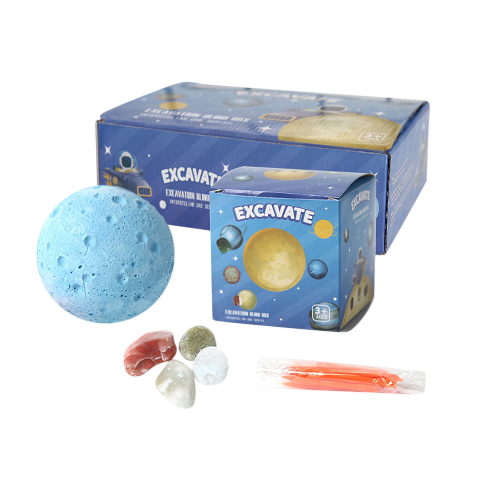 B 12 Pack Gemstone Mining Planet Toy Set With Random Gems Stem ...