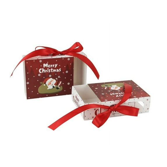 B 12Pcs Red Christmas Gift Boxes Drawer Style With Paper Material ...