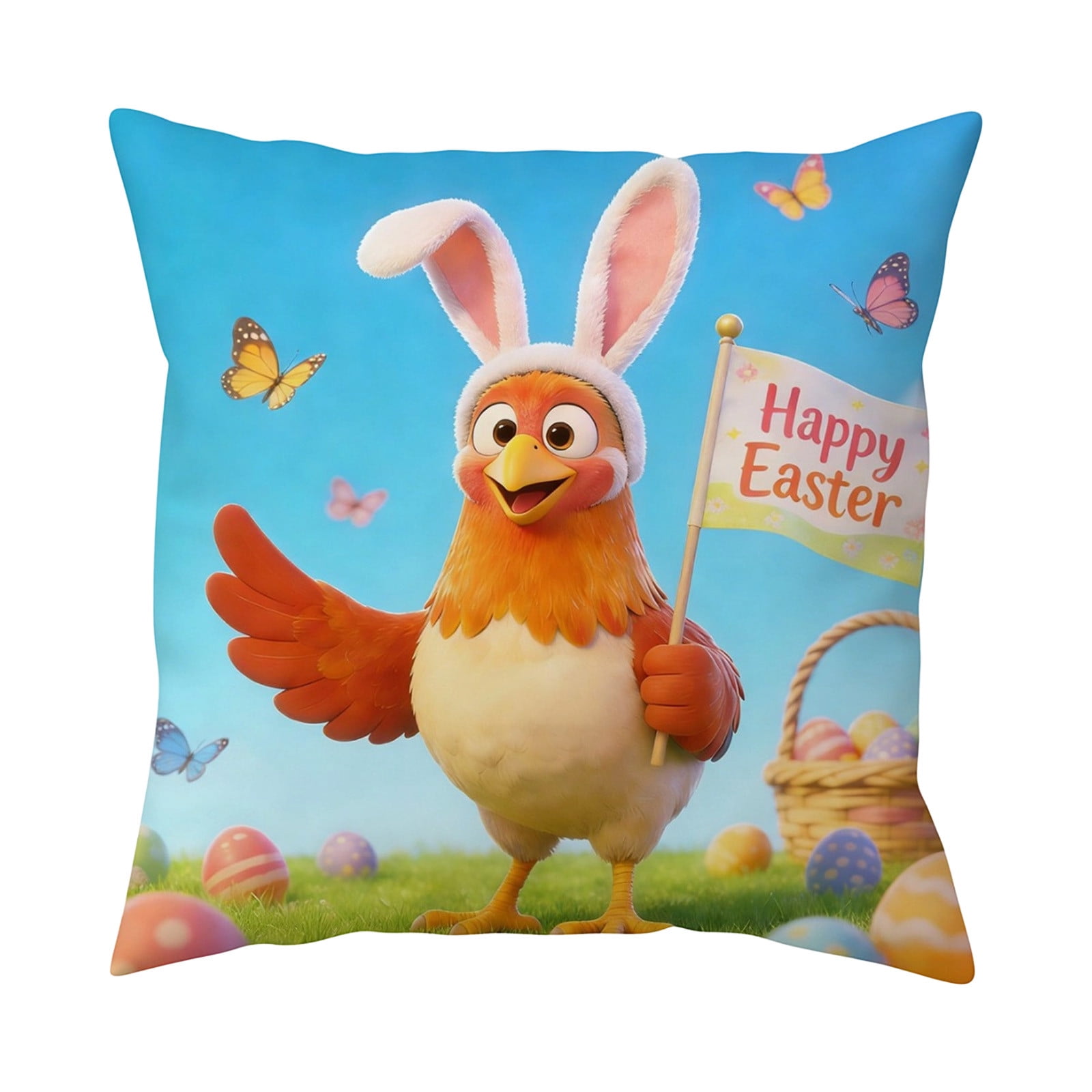 B 17.7 X 17.7 Inches Pillow Cover With Funny Chick Print Nylon Fabric ...