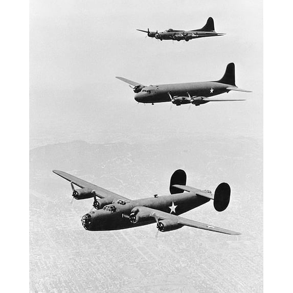 B-17, C-54 & B-24 Bombers WWII - 24x36 Inch Glossy Laminated Aviation ...