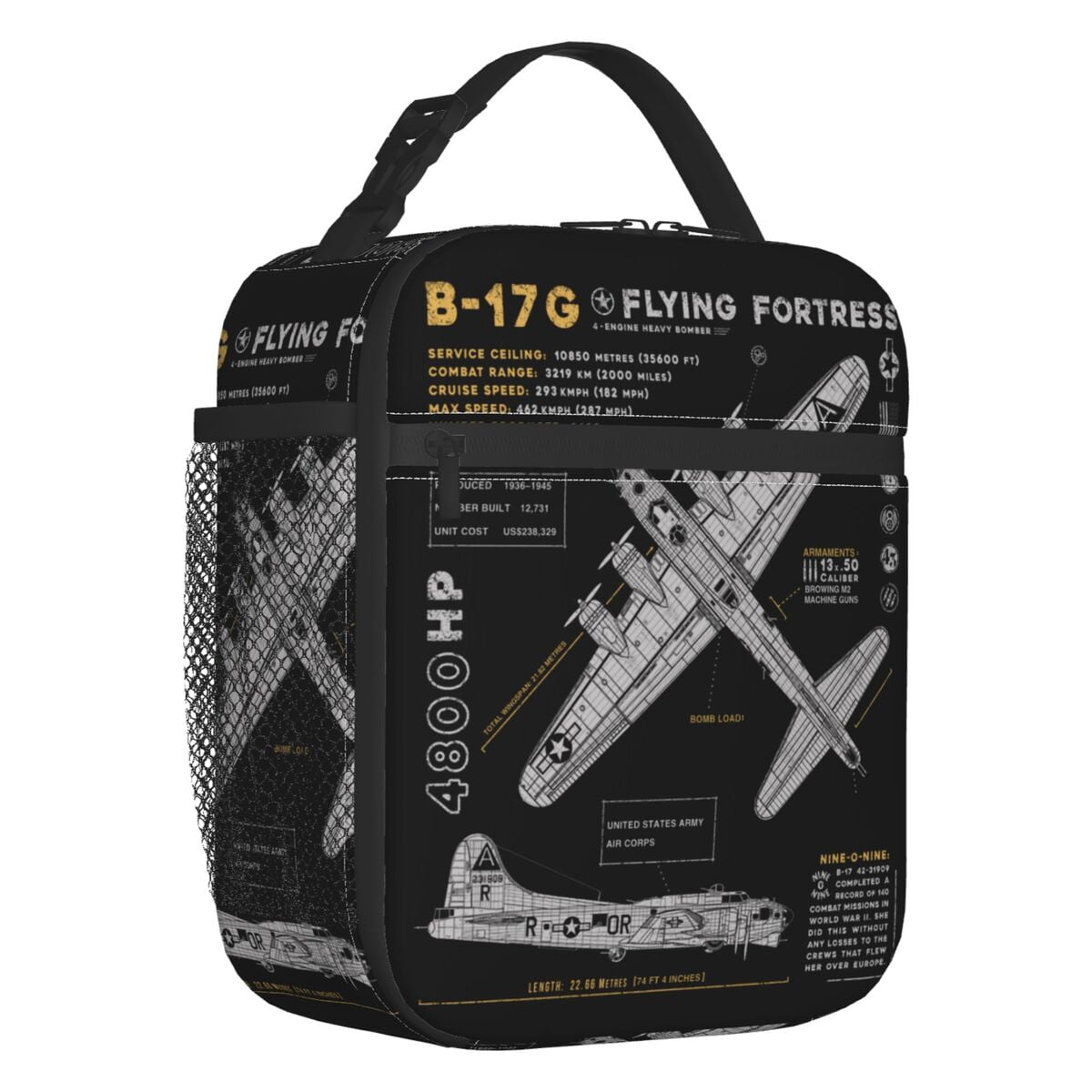 B-17 Fly Fortress Spitfire Insulated Lunch Bag Fighter Plane WW2 War ...