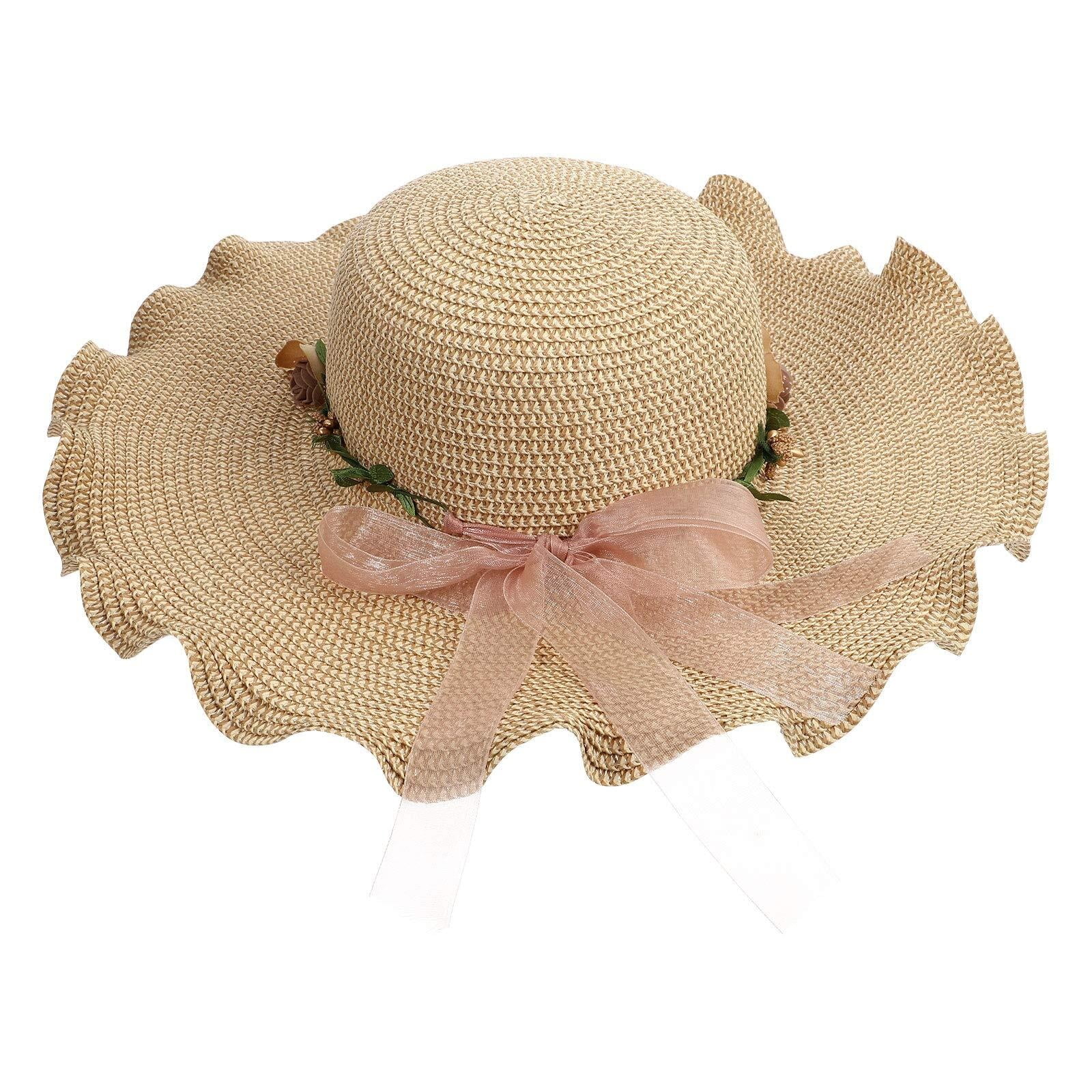 B 1Pc flat straw hat straw sun hat womens hats Outdoor Activities Hat ...