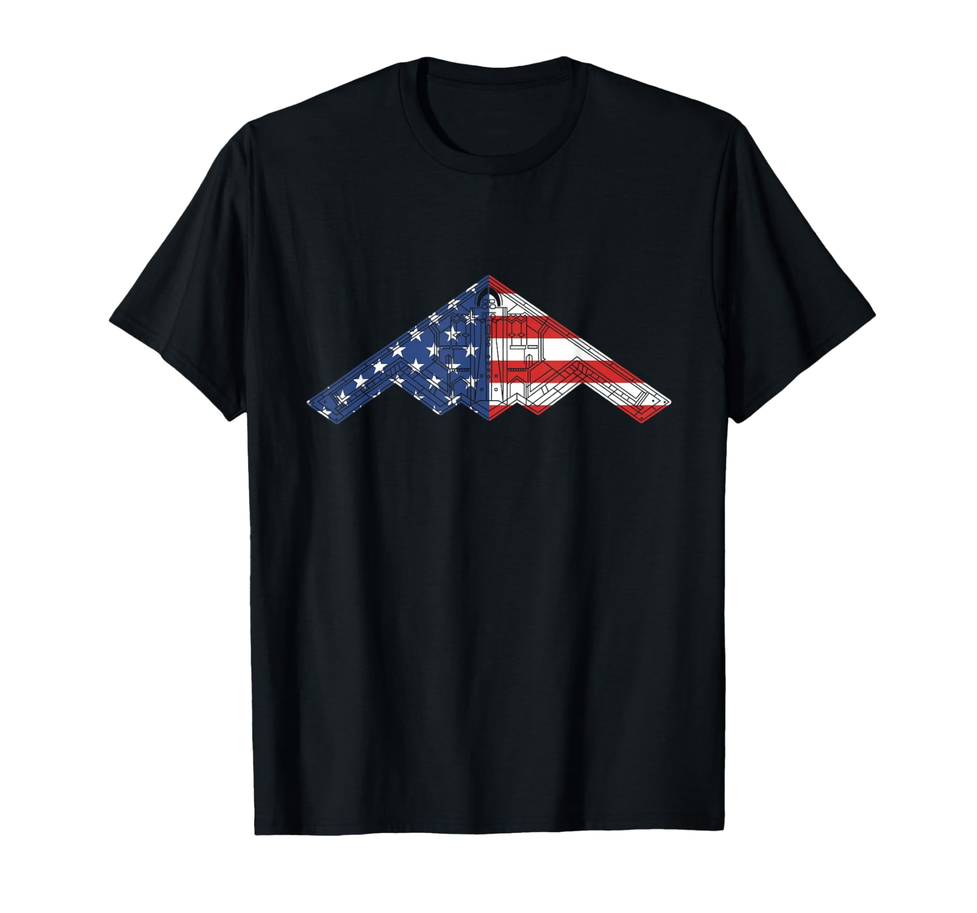 B-2 Bomber Stealth Aircraft Schematic American Flag B2 T-Shirt ...