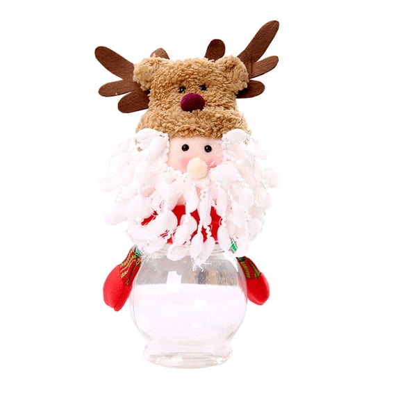 B 2 In 1 Christmas Candy Jar Home Holiday Decor Clear Plastic Bottle ...
