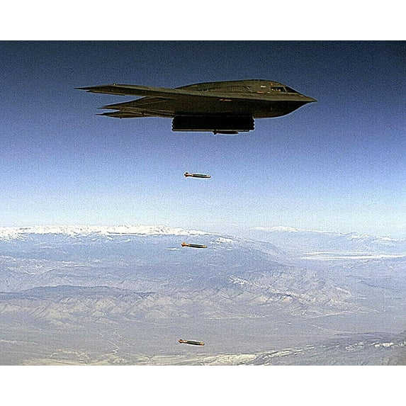B-2 Spirit Stealth Bomber Dropping Bombs - 20x30 Inch Glossy Laminated ...