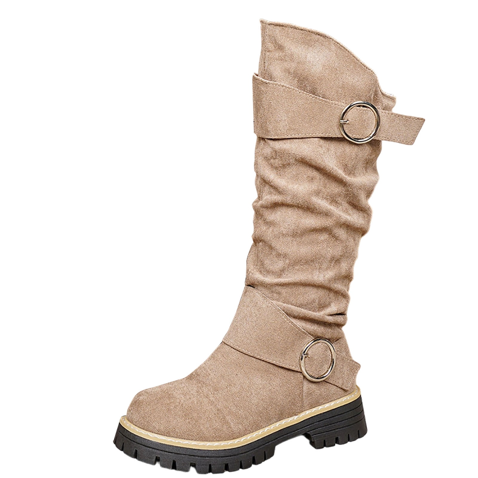 B 228 Khaki Women Casual Round Toe Thick Sole Comfortable Versatile