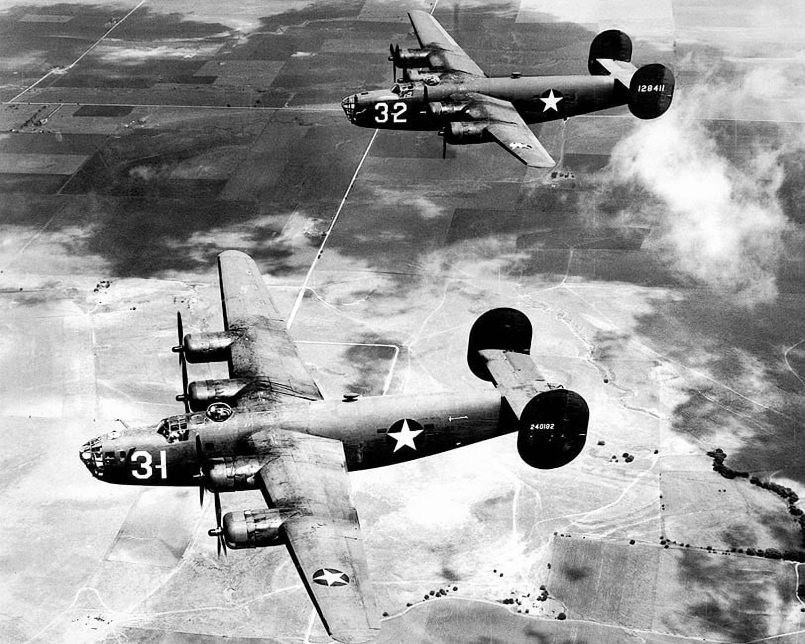 B-24 Liberator Aircraft in Flight WWII - 20x30 Inch Laminated Aviation ...