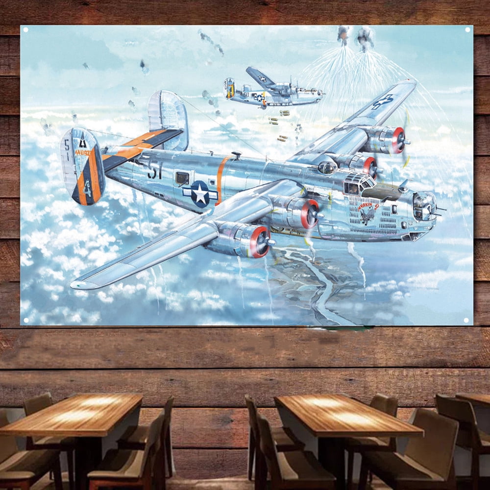 B-24J Liberator bomber Fighter Picture Wall Flag, Wall Art Wall Decor ...