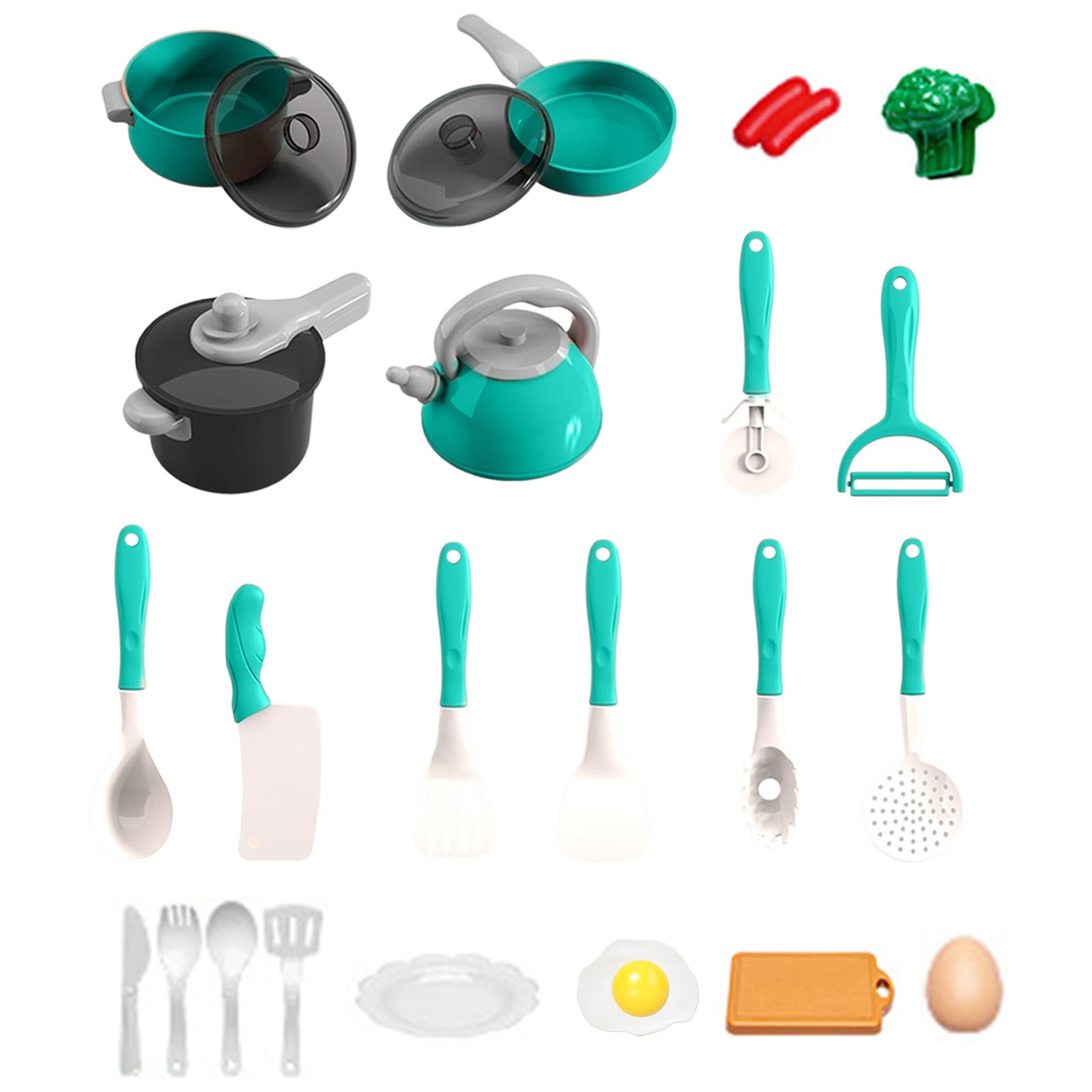 B 24Pcs Kids Pretend Play Kitchen Set Cooking Toy With Utensils ...